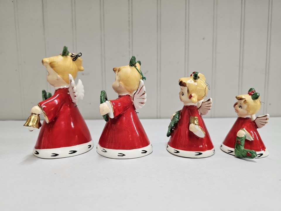 Vintage Napco Red NOEL Girls Christmas Angel Bells 1956 Japan | eBay