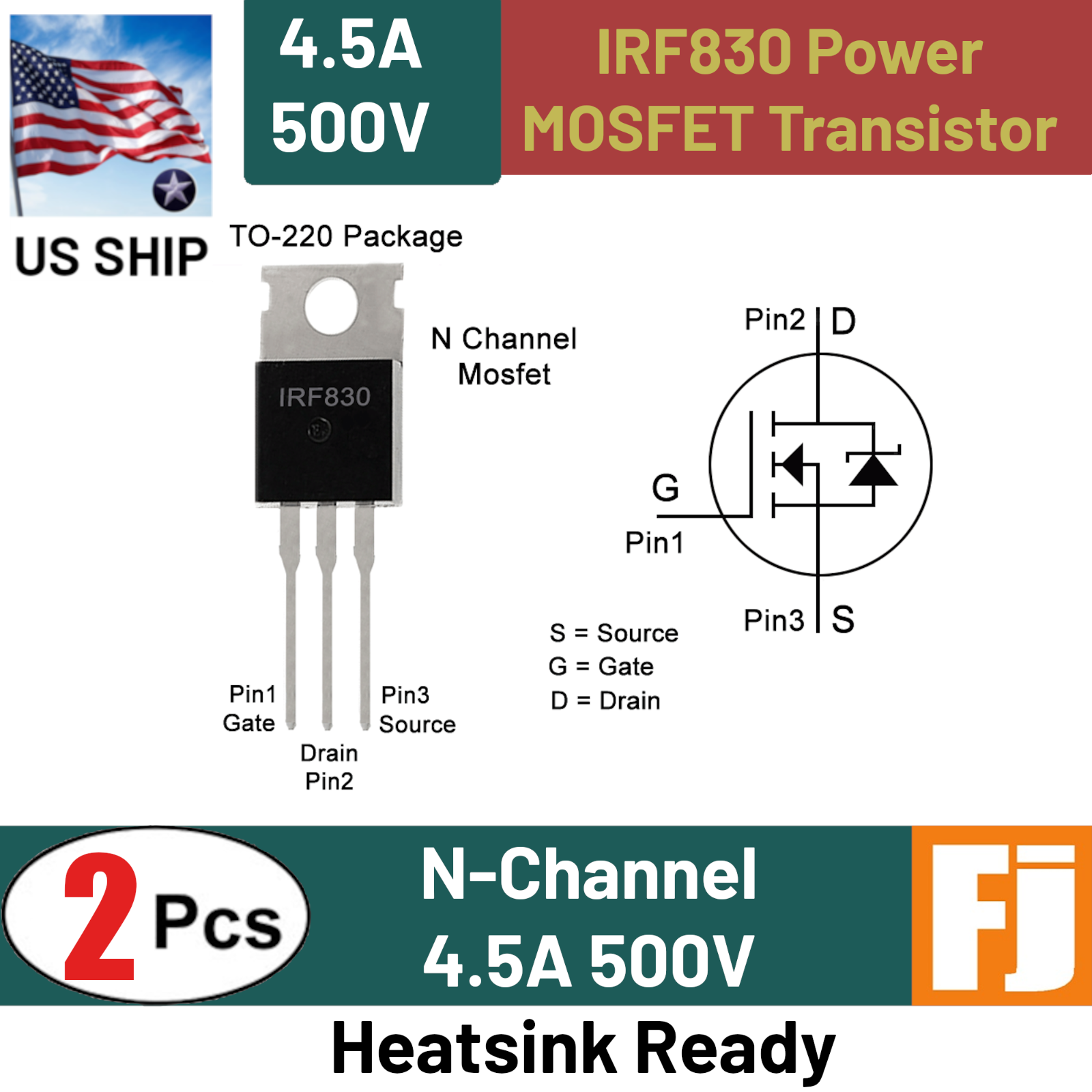 2x IRF830 "IR" Power MOSFET NPN 4.5A 500V Transistor 100W | US Ship | eBay
