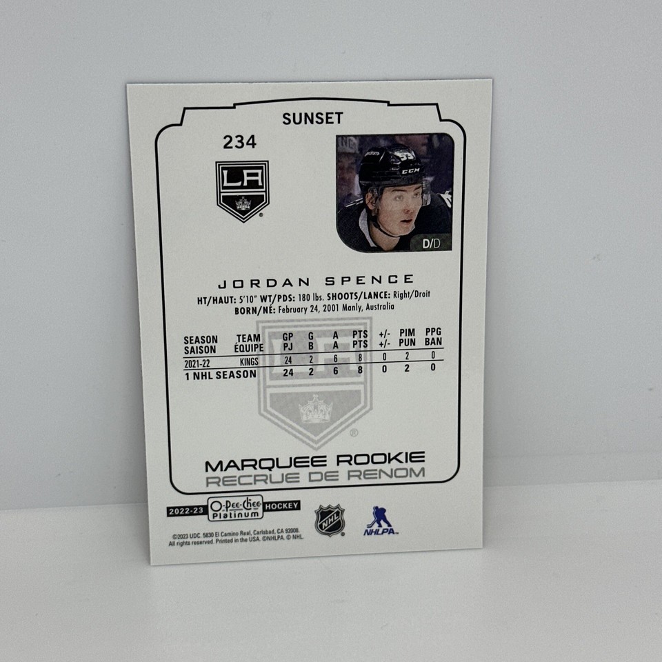 2022-23 O-Pee-Chee Platinum Marquee Rookie Sunset Jordan Spence #234 ...