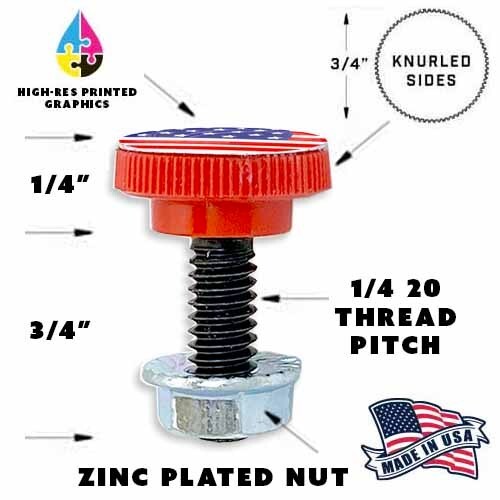 4 RED MOTORCYCLE KNURLED LICENSE PLATE FRAME TAG BOLTS | USA SKULL ...