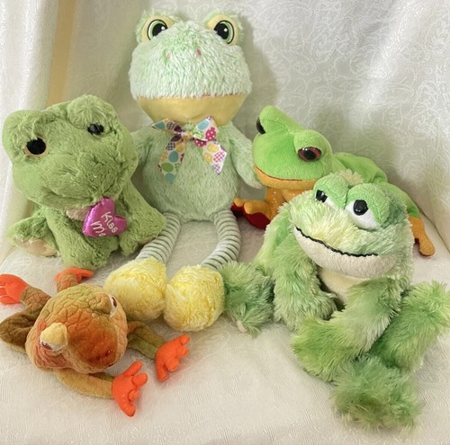 Lot of 4 Plush Frogs – Ganz Webkinz Tree Frog, Green Toad, Aurora ...
