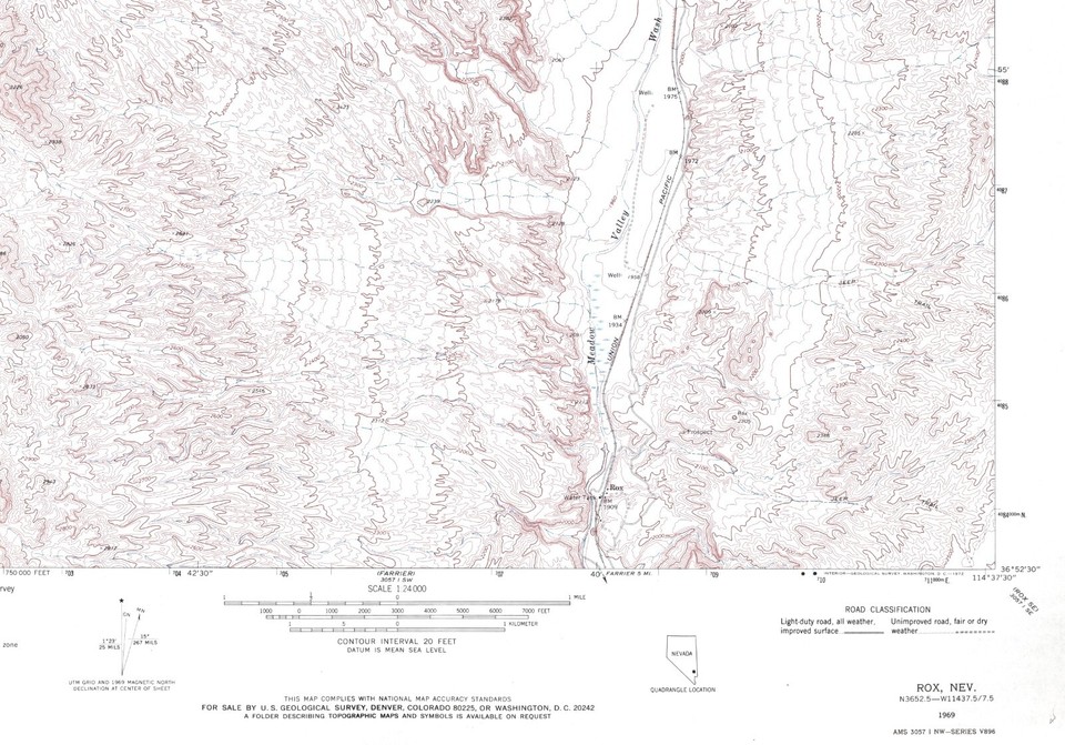 Rox, Nevada 1969 Vintage USGS Topo Map 7.5 Quadrangle Topographic | eBay