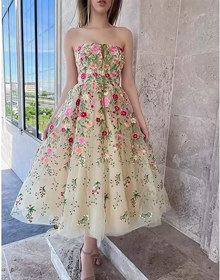 Sleeveless Tulle Embroidered Prom Dresses Lace Formal Evening Party ...
