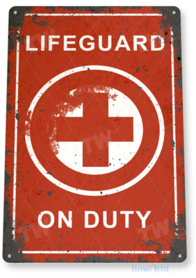 Lifeguard Sign, Lifeguard On Duty Sign, Beach Rustic Swimming Pool Tin ...