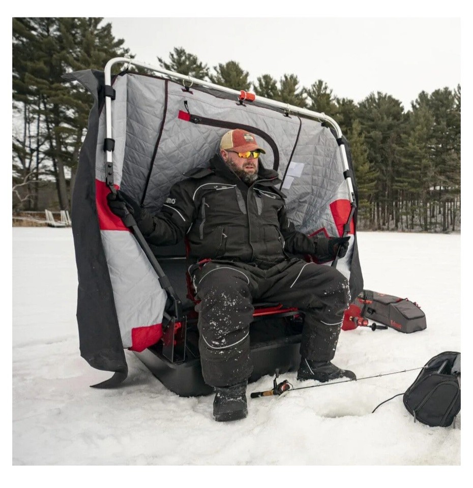 Eskimo Wide 1 Thermal Sled Ice Shelter, Insulated, Red, 1-Person, 14.8 ...