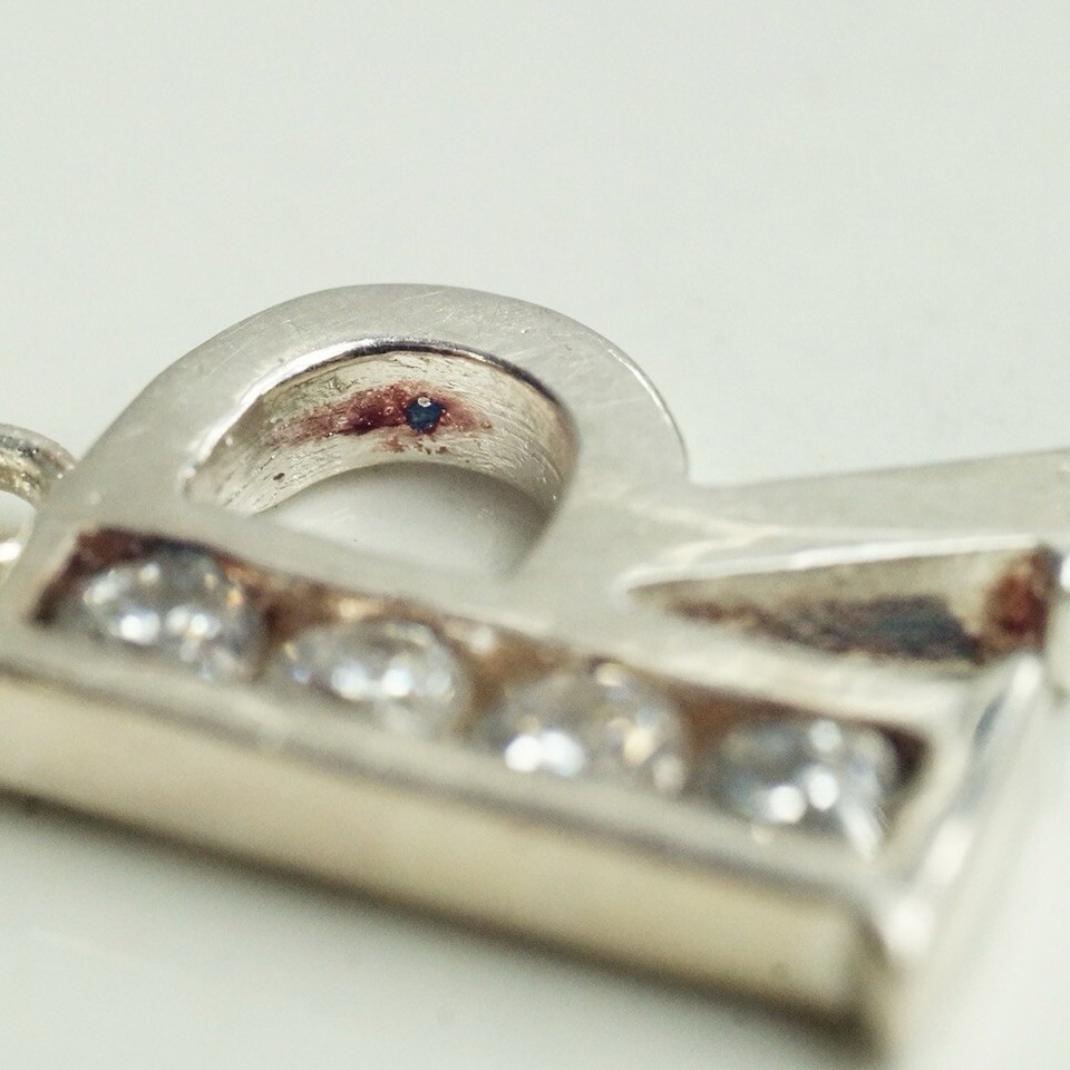 Sterling Silver CZ Letter R Pendant/24.25" Box Chain 1mm | eBay