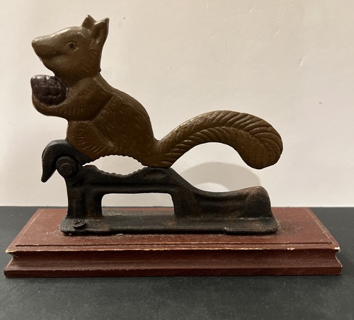 Vintage Squirrel Nutcracker Brown Cast Iron Metal Fall Decoration With woodStand | eBay