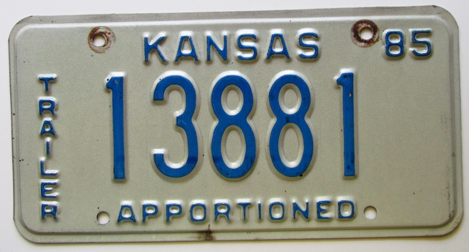 Kansas 1985 APPORTIONED TRAILER License Plate NICE QUALITY # 13881 | eBay
