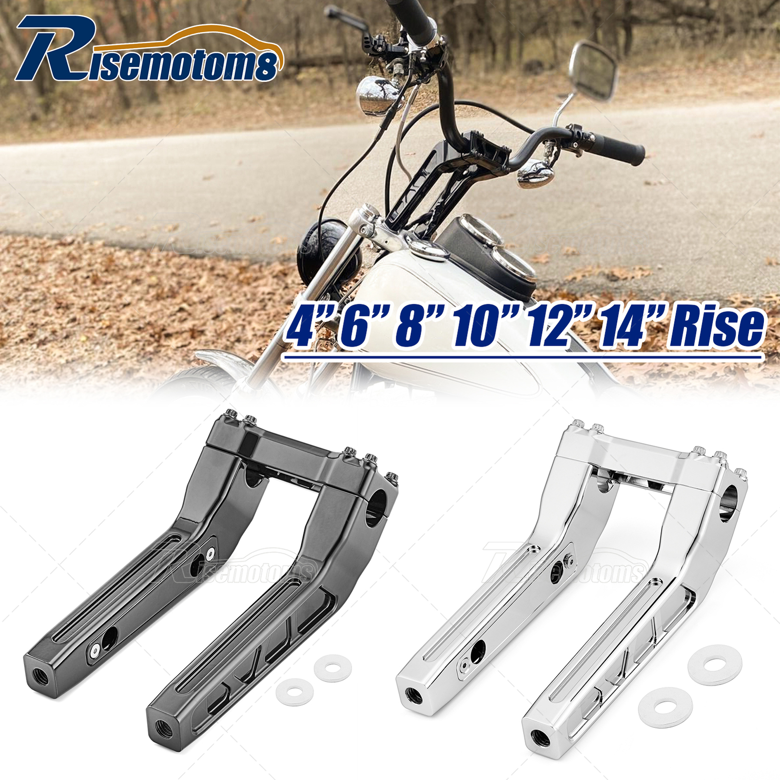 4"-14" Handlebar Riser Kit 1.5" Pullback For Harley Dyna Wide Glide - 1 ...