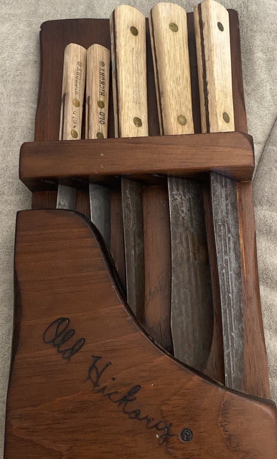 Vintage Old Hickory Ontario Tru Edge Carbon Steel Butcher Knife Set 5PC ...