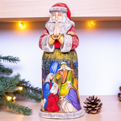 Large Hand Carved Santa with Nativity Scene – Ukrainian Folk Art ...