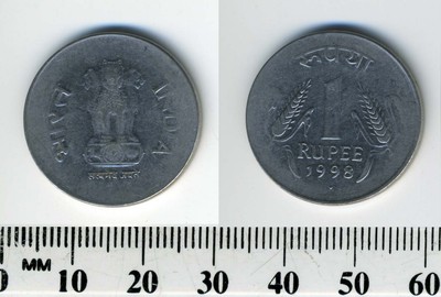 India 1998 (Dot) - 1 Rupee Stainless Steel Coin | eBay