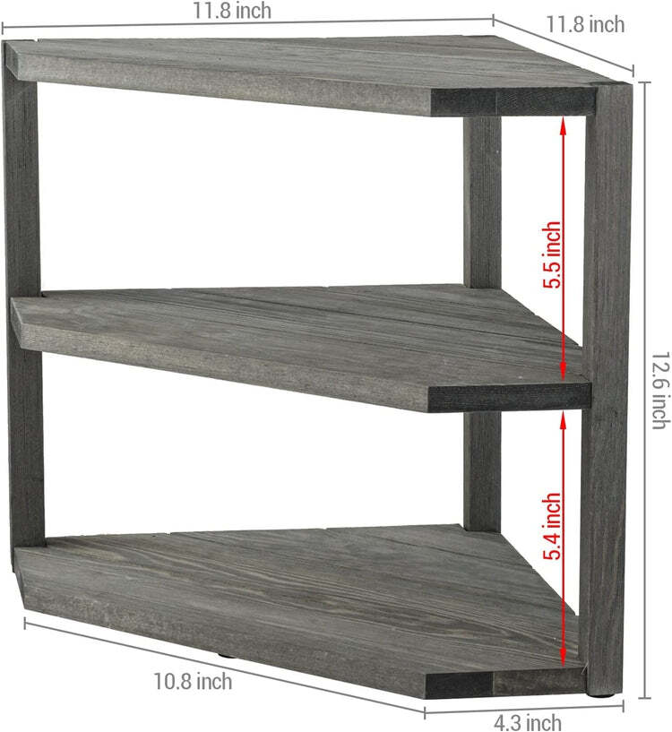 3-Tiered Gray Wood Kitchen Countertop Corner Organizer Shelf, Corner ...