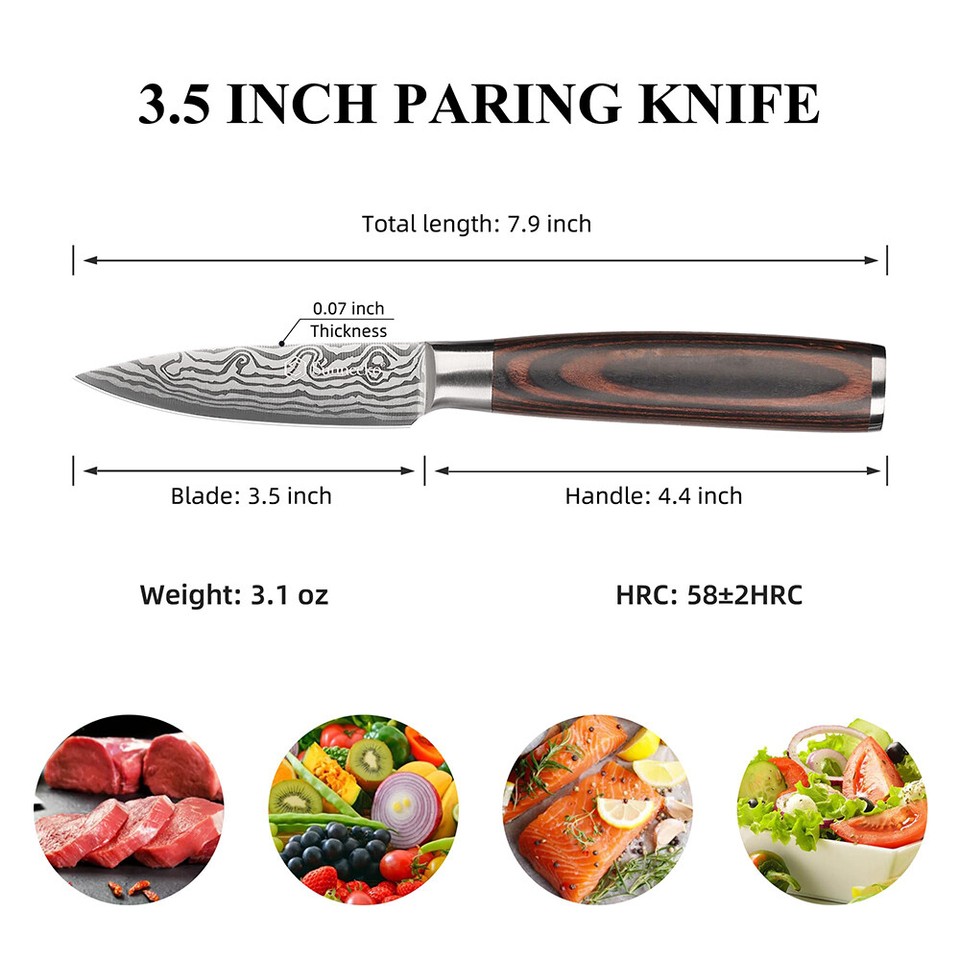 Sunnecko 3.5 inch Fruit Paring Knife Stainless Steel Kitchen Knife ...