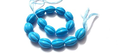 1 Strand Natural Turquoise Barrel Carved Smooth 12x18mm Turquoise Beads ...