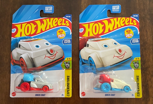 Hot Wheels Quick Chat 216/250 Experimotors 9/10 Lot of 2 White + Silver ...