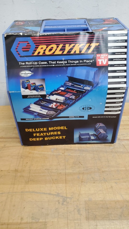 Vintage Rolykit Large S18 Periwinkle Portable Tool Box Organizer Tote ...