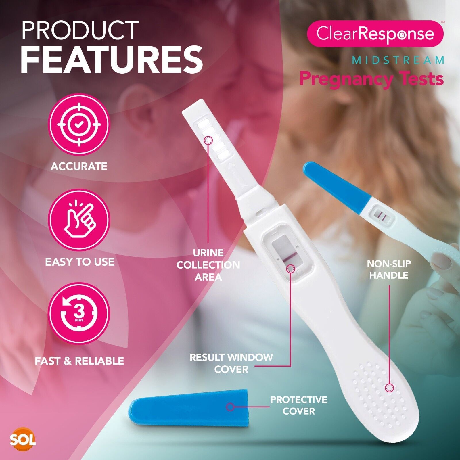 3-9 Pack Midstream Pregnancy Tests Sticks HCG Early Detection Kit 99% ...