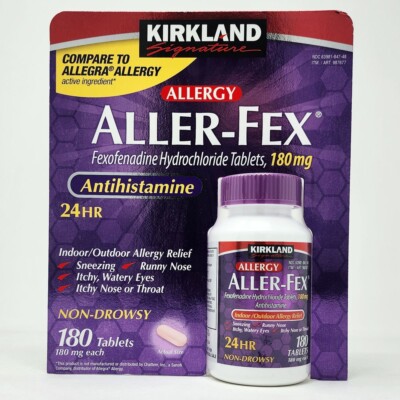 Aller-Fex Fexofenadine HCI 180mg Allergy Relief 24 Hours, 180 Tablets ...