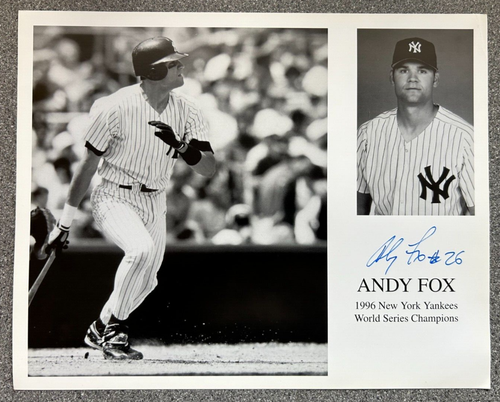 ANDY FOX 1996 NEW YORK YANKEES CHAMPS AUTOGRAPHED 8X10 BASEBALL PHOTO ...