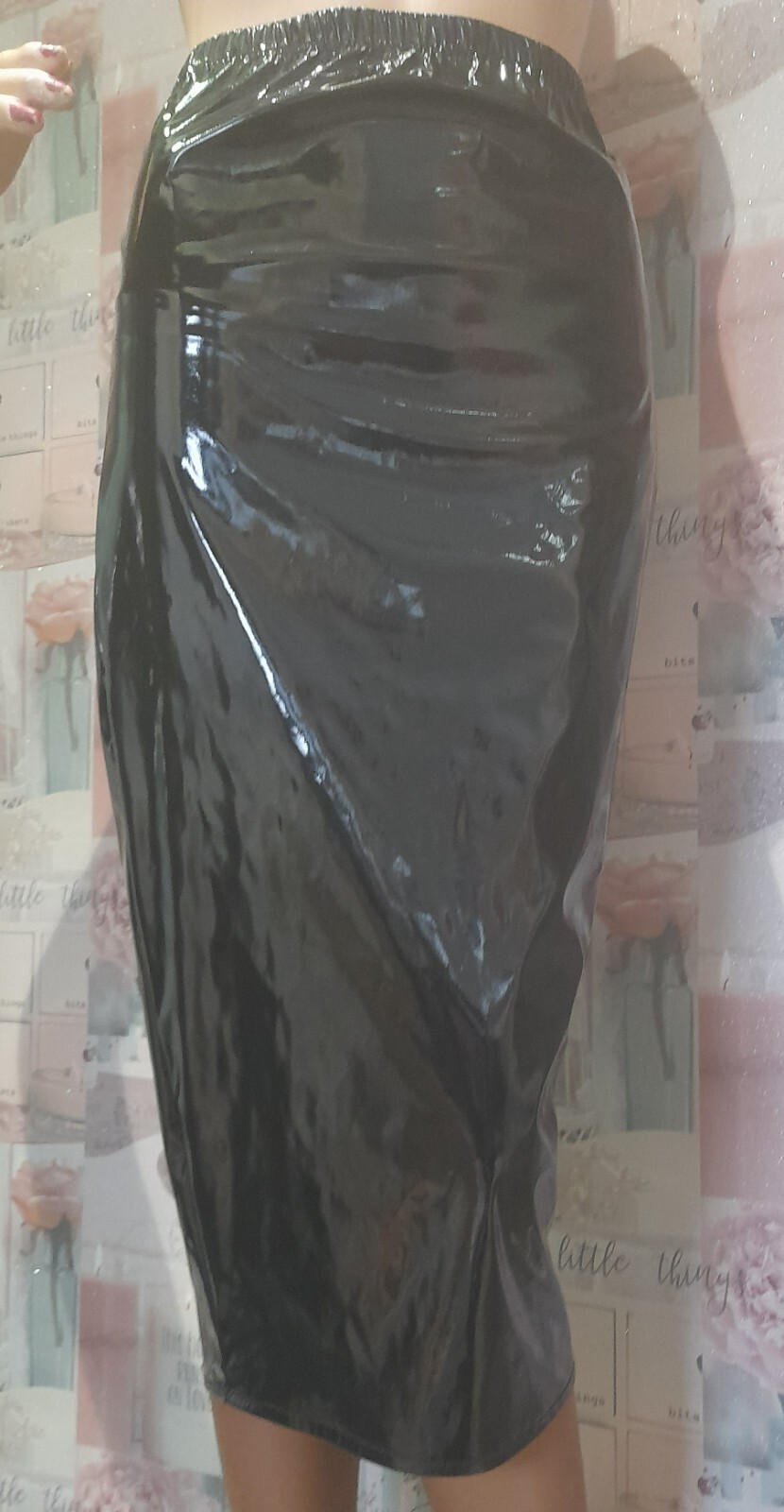 Vinyl Leatherette Midi Hobble Skirt ,Restricted Bondage Steampunk plus ...