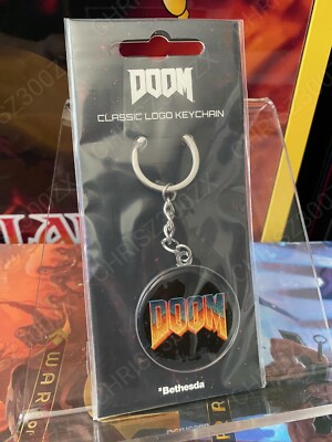 Doom Classic Retro LOGO Title Black Keychain Charm Metal Figure ...