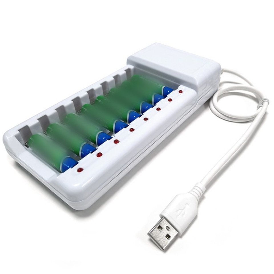 Battery Charger AA 1.2V 120mA Output 8 Slots Rechargeable Battery ...