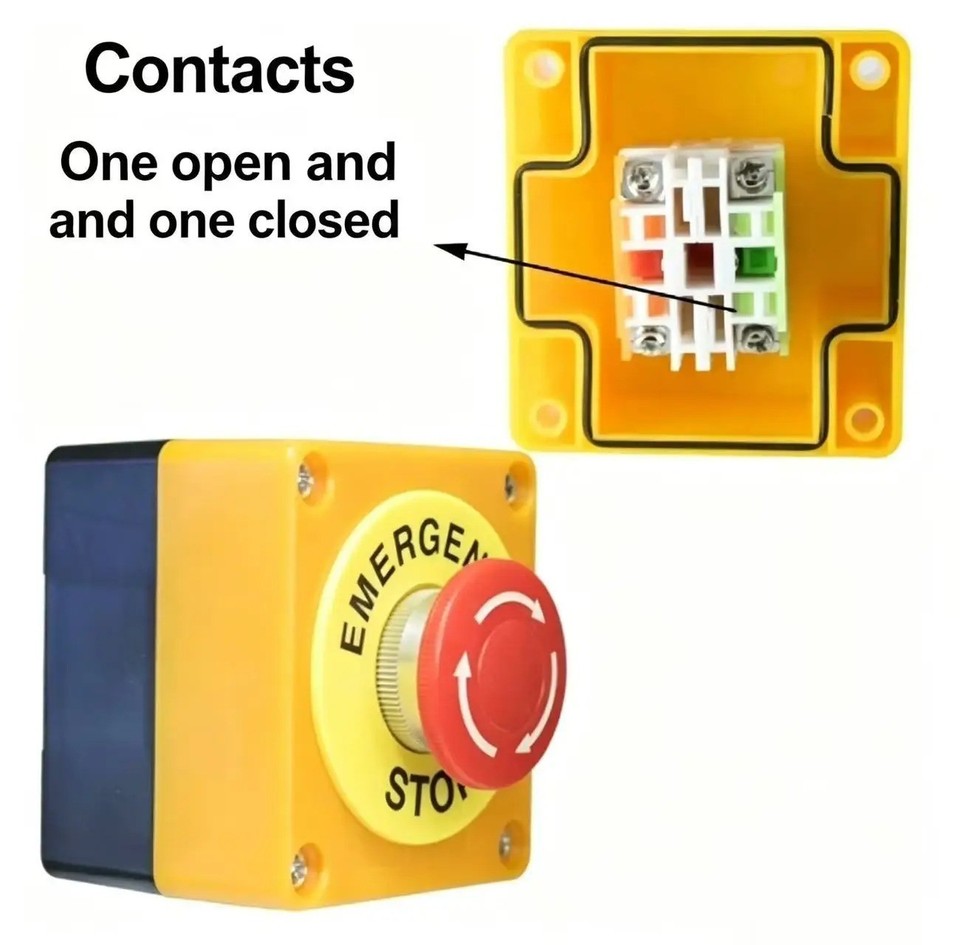 Red Mushroom Emergency Stop Shut Off Push Button Switch NO NC e-stop ...