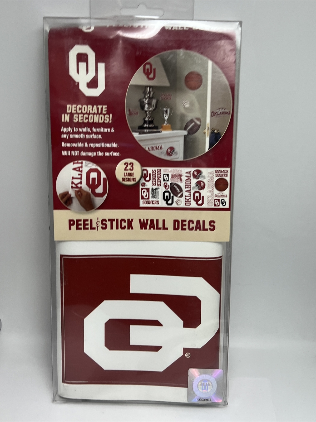 OU Oklahoma Wall Decals Precut Reusable Peel Stick Appliques Removable ...