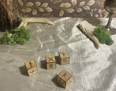 Hand Made Elder Futhark Rune Dice 4pc Set Pyrography Viking Art ...