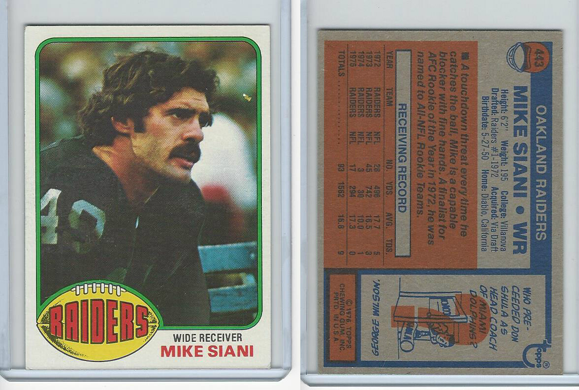 1976 Topps Football, #443 Mike Siani, Oakland Raiders | eBay