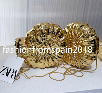 ZARA NEW WOMAN METALLIC SHELL CLUTCH BAG GOLDEN 6599/510/254 | eBay