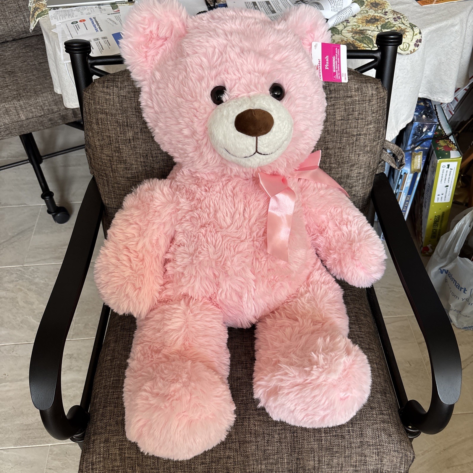 Plush 28” Teddy Bear In PINK For Your Valentine Or Dear One Fighting ...