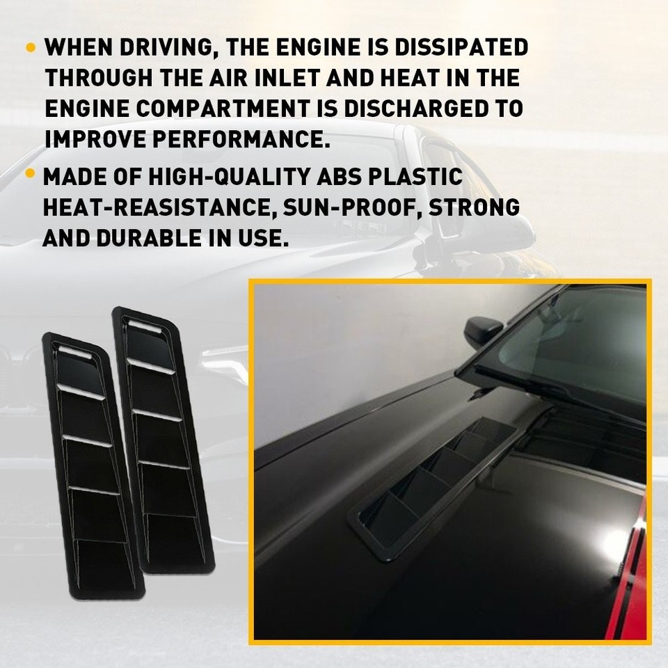 2pcs Car Hood Vent Scoop Kit Cold Air Flow Intake Louvers Cooling ...