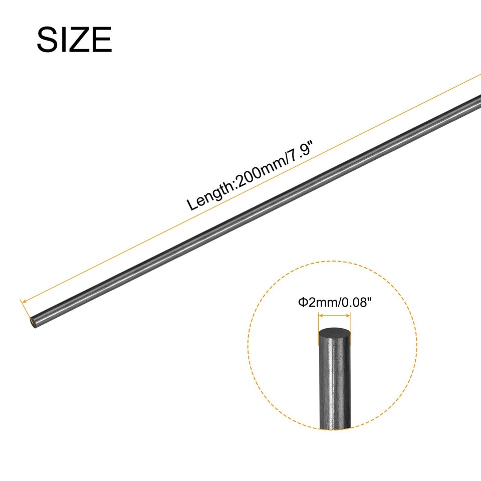 Carbon Fiber Rod 2mm x 200mm Matte Pole for RC Plane Wing Tube Arm DIY ...