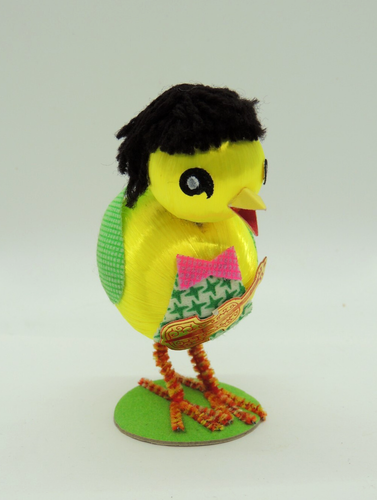 Vintage Satin Ball Easter Chick Pipe Cleaner Legs Playing Guitar ...