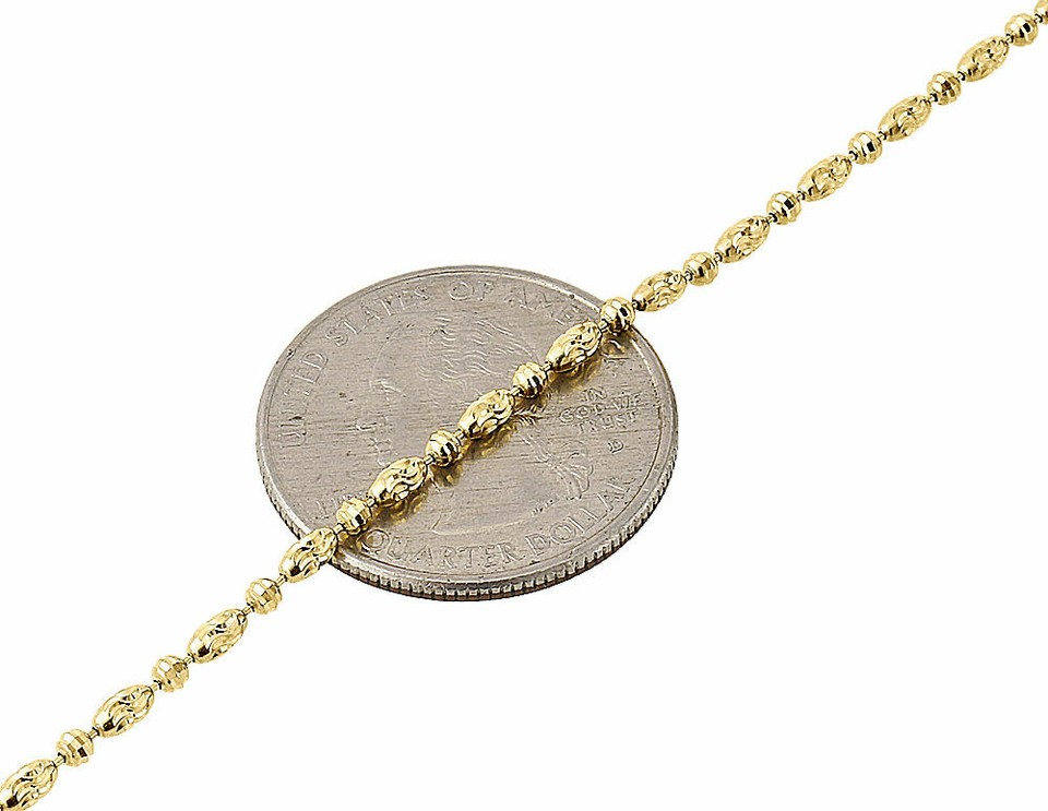 10K Yellow Gold 2MM Typhoon Moon Cut Link Chain Diamond Cut Necklace 16 ...