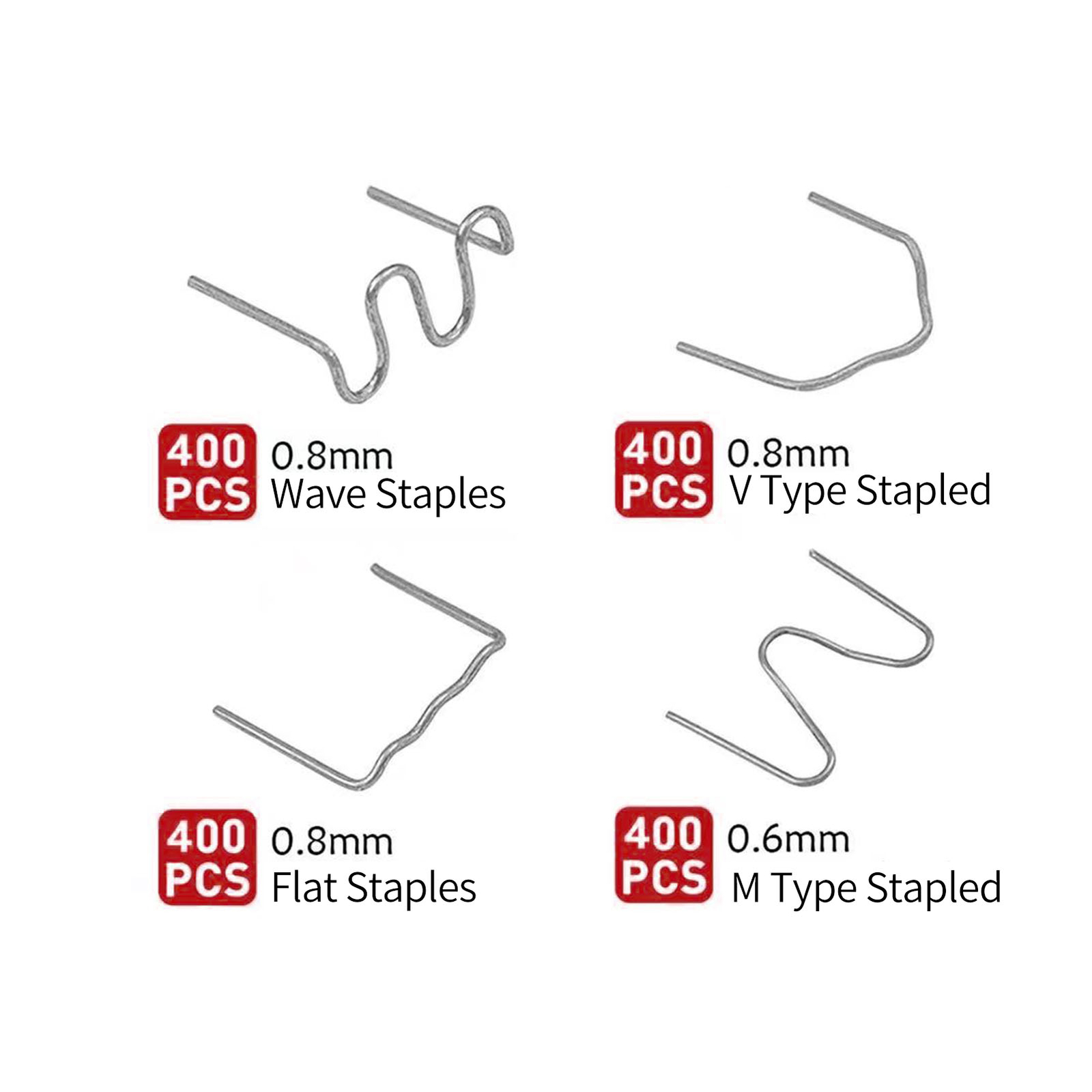 1600PCS Hot Staples & Storage Box Plastic Repair Staples Wave Flat V M ...