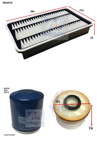 Wesfil WK55 Filter Service Kit for Toyota HiAce KDH 1KD-FTV 3.0L Turbo ...
