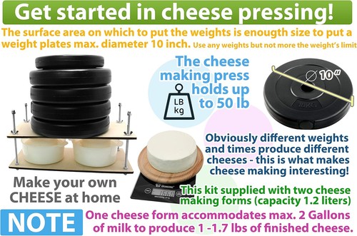 Wooden Cheese Press for Making Supplies 16in Metal Large, Brown, Beige ...