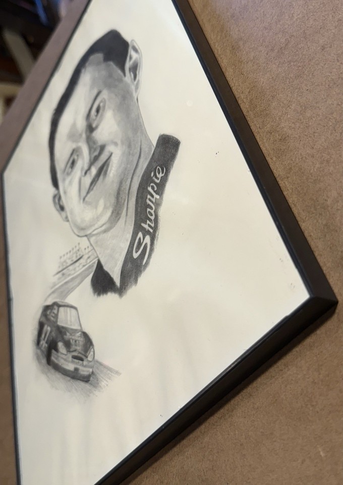 14” NASCAR Pencil Portrait Drawing – Driver & Car Art Sketch Framed | eBay