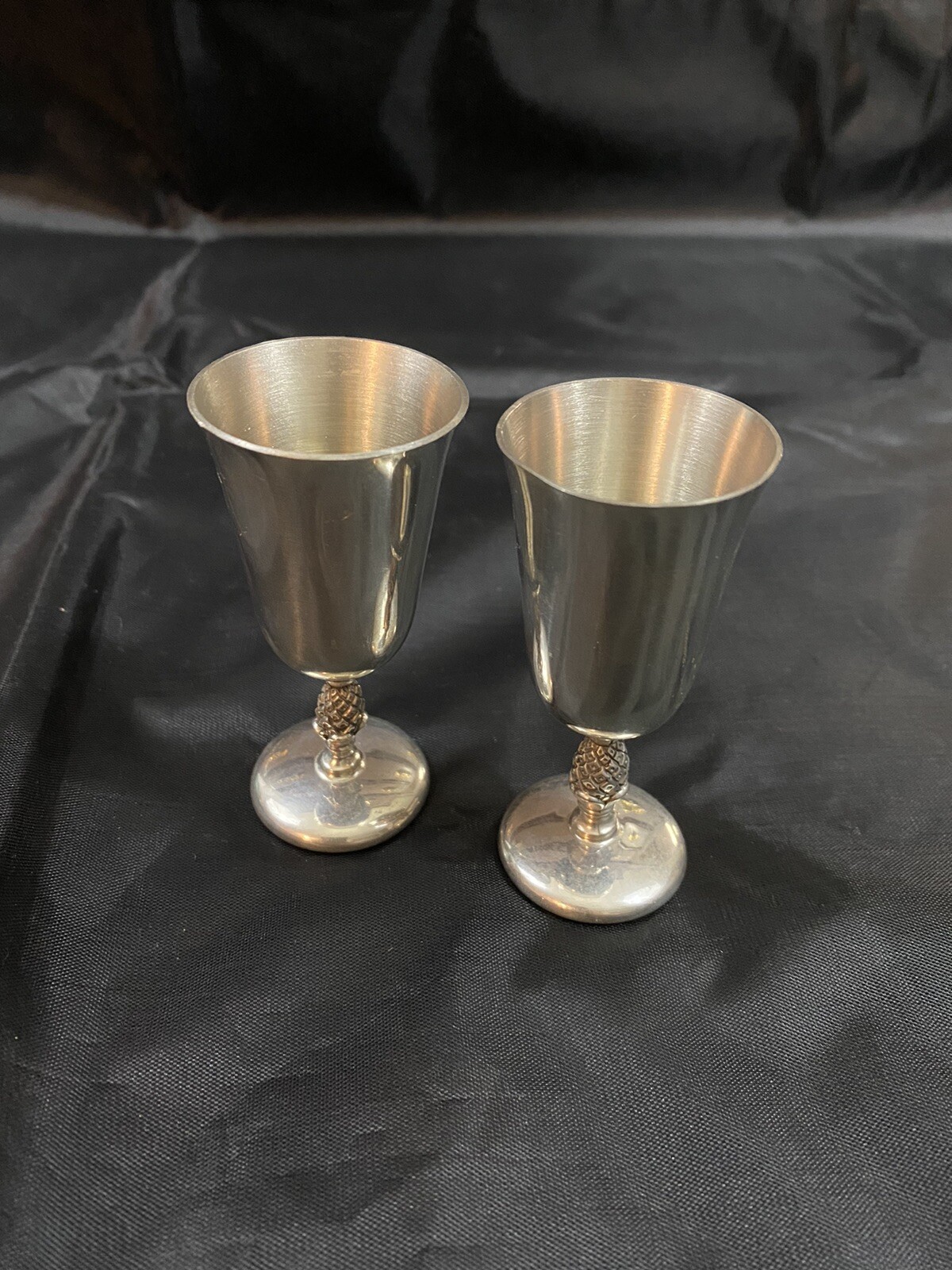 Pair Colonial Pewter by Boardman Small Goblet Shot Glass Hand Made USA ...