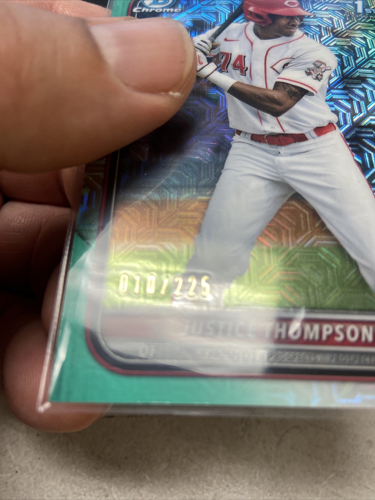 Justice Thompson Bowman Chrome 1st Aqua Mojo Refractor #10 /225 Reds ...