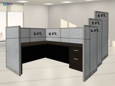 GOF 1P Office Workstation Cubicle w/ Desk Set (Espresso, 5'Dx6'W x 4 ...