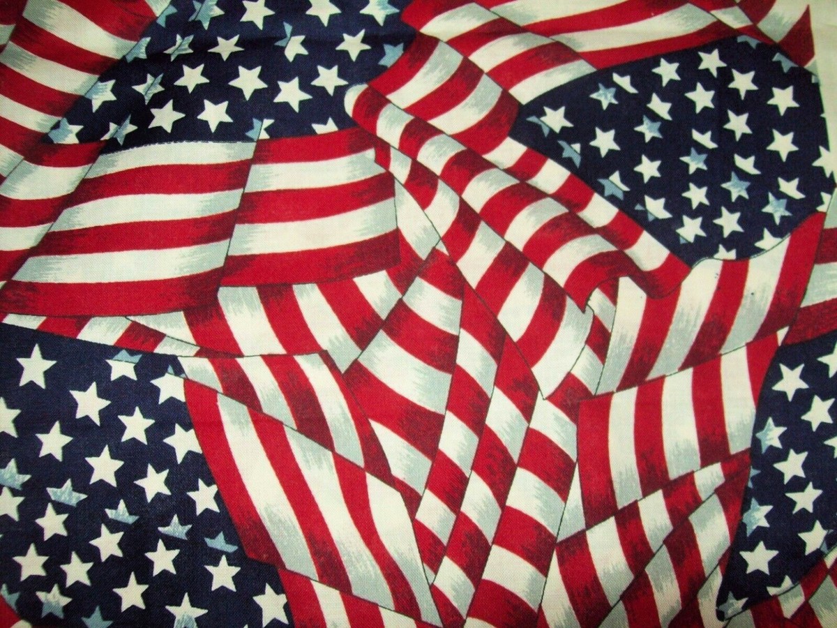 Vintage American Flag Fabric 1920s American Flag 48 Star Faded Cotton