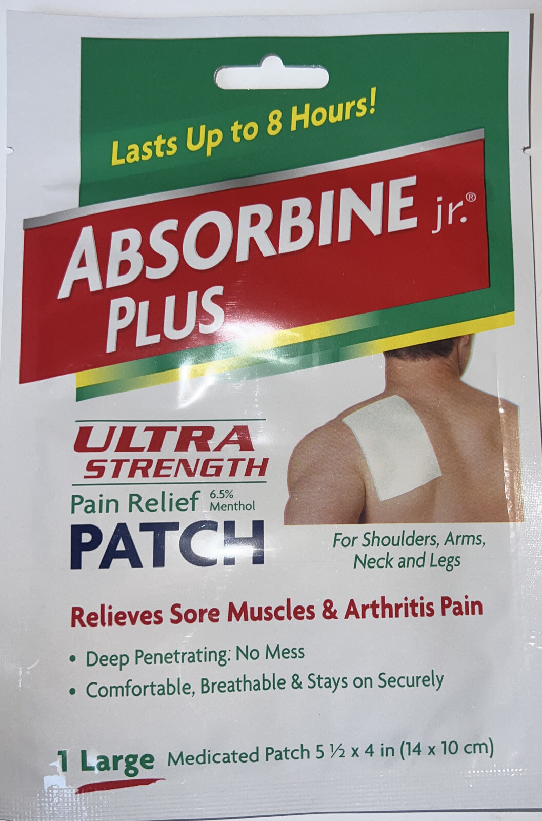 5x Absorbine Jr Plus Large Ultra Strength Pain Relief Patch 6.5 Menthol ...