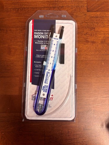 Radon System Monitor Easy-To-Read U-Tube Manometer W/ Tubing & 2 Self ...