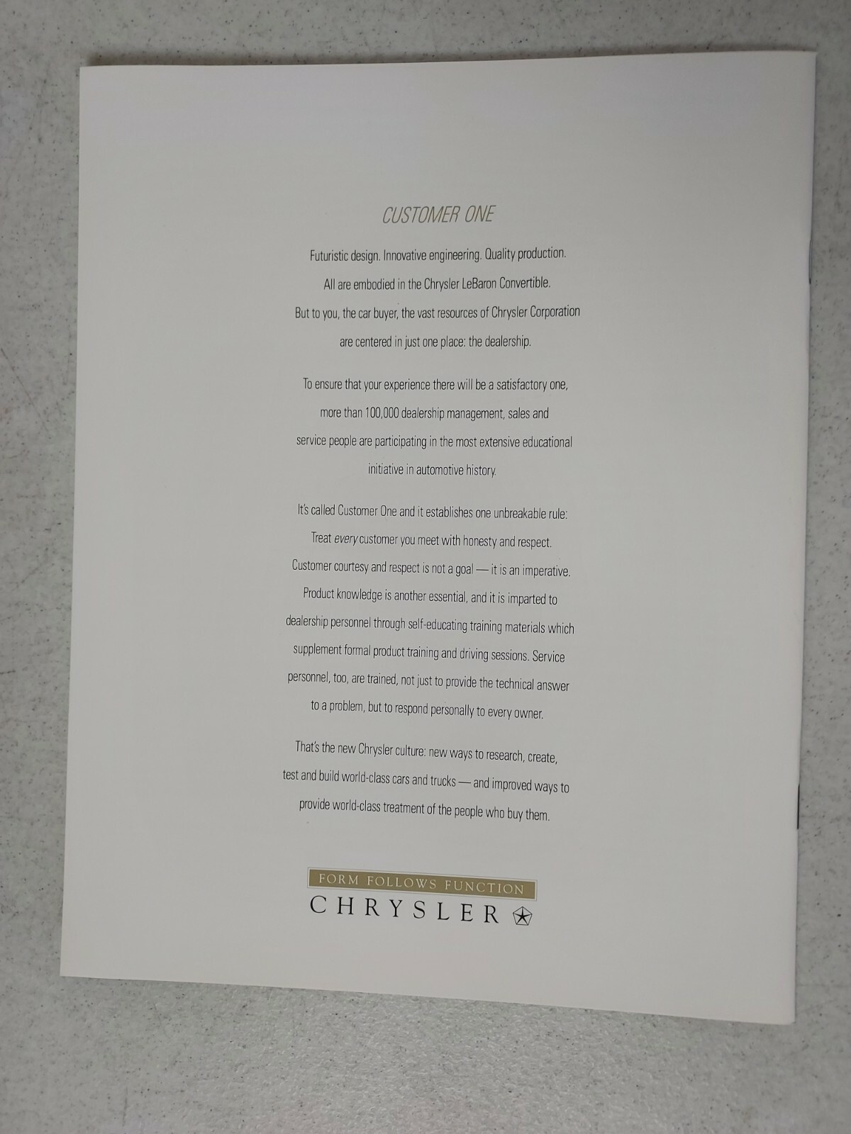 1995 Chrysler LeBaron GTC Convertible Dealer Fold Out Brochure Book 8.5 ...