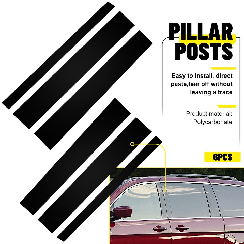 Black For Honda Odyssey 2005 2006 2007-2010 Window Pillar Posts Door ...