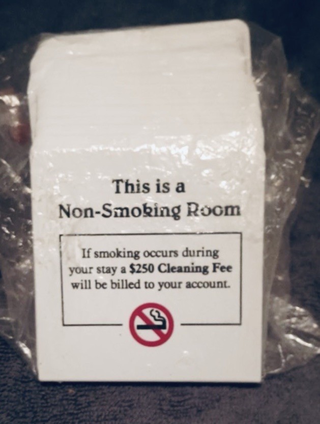 20pk No Smoking In Room Hotel Signs w/ Cleaning Fee, Plastic, Free ...